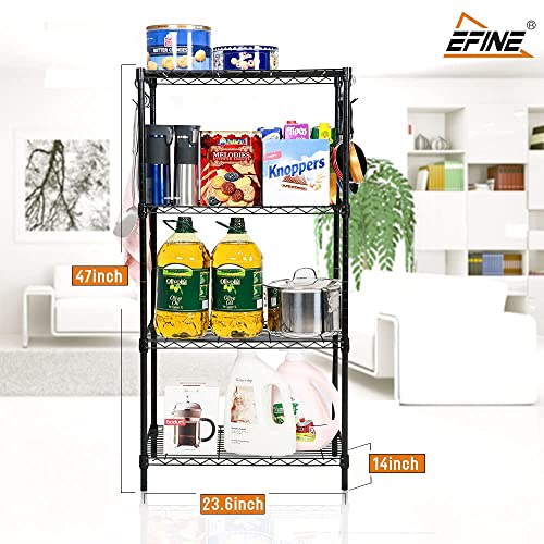 EFINE 4-Shelf Shelving Unit with 8 Hooks and 4-Shelf Liners, NSF ...