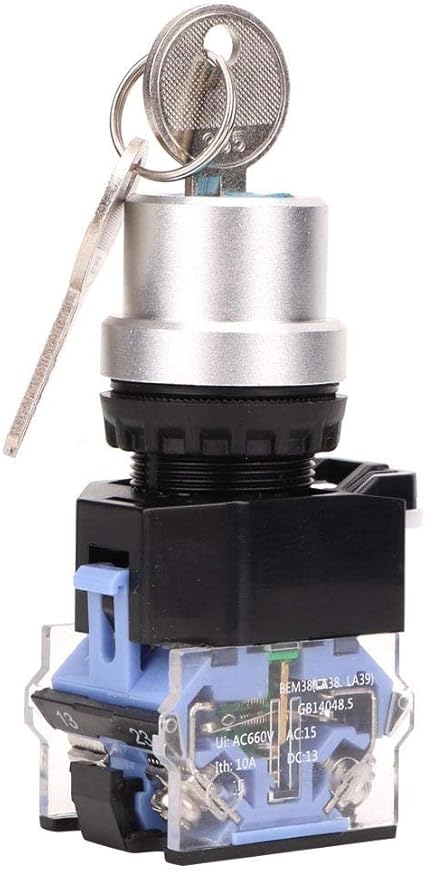 Amazon.com: Key Lock Switch，22mm 3 Position Key Switch on/Off/on ...