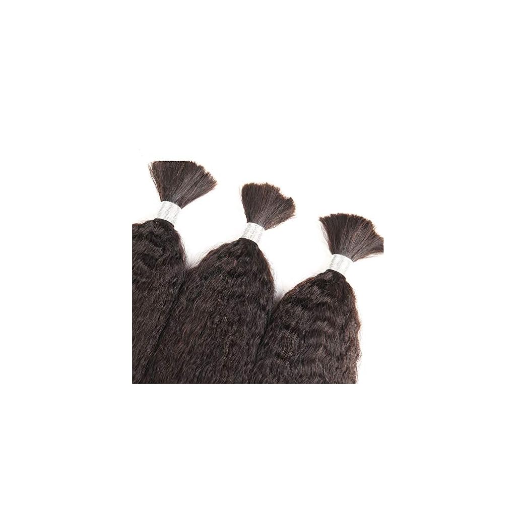 Kinky Straight Human Braiding Hair Bulk Bundle No Weft 100% Coarse Yaki ...