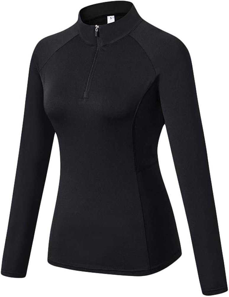 HZQIFEI Lightweight Running Top Womens, 1/4 Zip Workout Long Sleeve ...