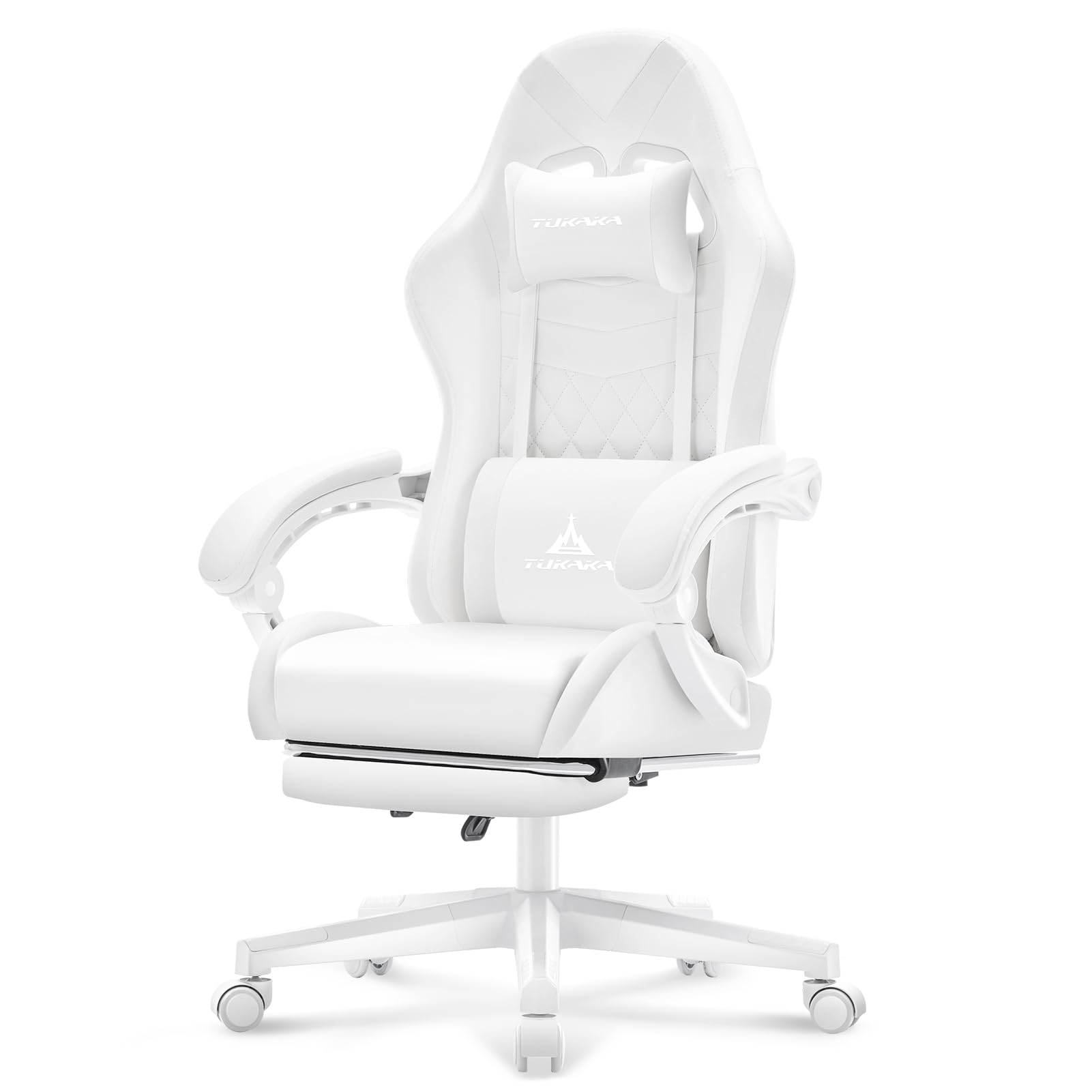 TUKAKA White Gaming Chair,Ergonomic Massage Computer Office Desk Chair ...