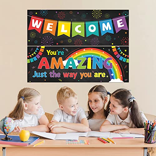 2 Pack Motivational Classroom Decorations Welcome Banner Posters for ...