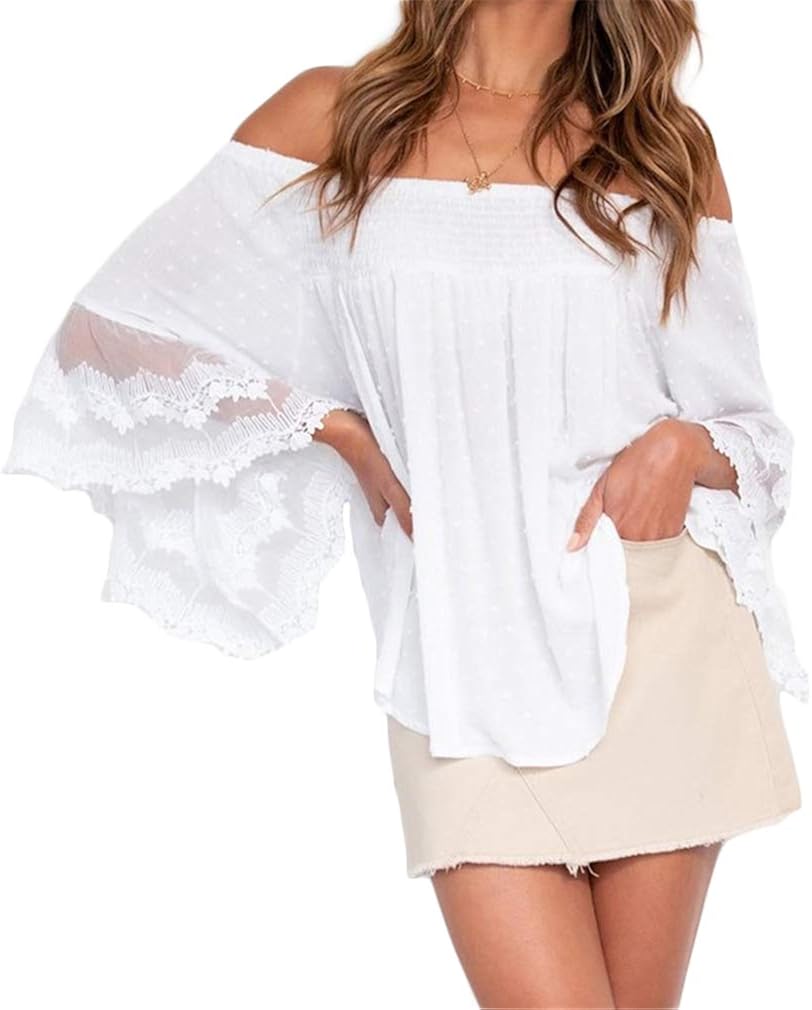 QIYUN.Z Sexy Blusa sólida con Hombros Descubiertos Camisa Mujer Moda ...