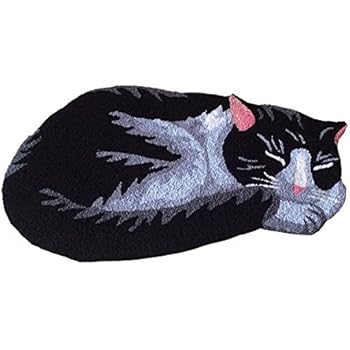 Amazon.com : Hughapy Grey Cute Sleeping Cat Shaped Bedroom Area Rug ...