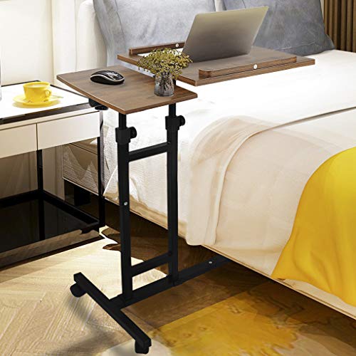 Overbed Table with Wheels Heavy-Duty Movable Couch Sofa End Table with ...