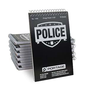 Portage POLICE Notebook | Pocket Sized | 3-3/4"x6" | Narrow Ruled (12 ...