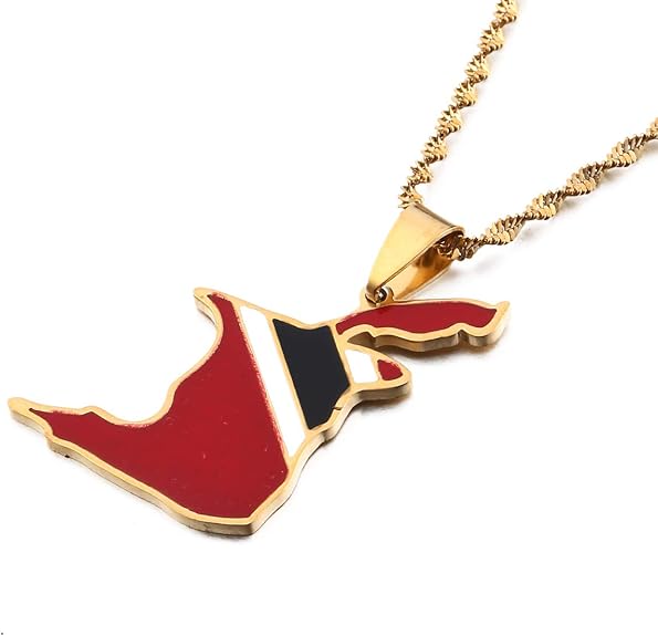 Amazon.com: Trinidad and Tobago Map Flag Pendant Necklace Gold Color ...