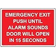 Amazon.com: ComplianceSigns.com Emergency Exit Push Until Alarm Sounds ...
