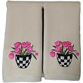 Amazon.com: Hand Towels Set of 2 Embroidered rose -Embroidered flower ...