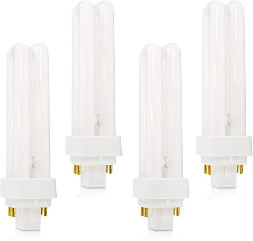 (4 Pack) PLC-18W 865, 4 Pin G24q-2, 18 Watt Double Tube, Compact Fluorescent Light Bulb ...