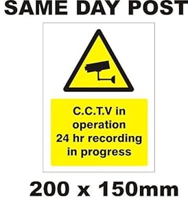 CCTV RECORDING SIGN. RIGID. PRINTED. 150x200MM: Amazon.co.uk: Kitchen ...