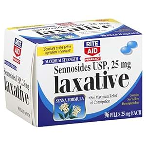 Amazon.com: Rite Aid Laxative Sennosides Usp, 25 Mg, 96 Ct.: Health ...