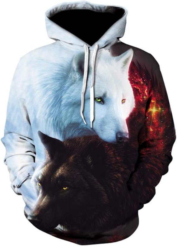 Sudadera con Capucha Lobo 3D Impresión Digital Moda Casual Pulóver ...