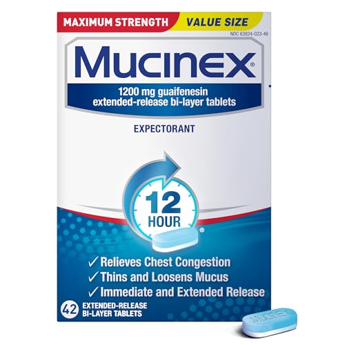 Mucinex 12 Hour 1200mg Maximum Strength Guaifenesin Chest Congestion ...