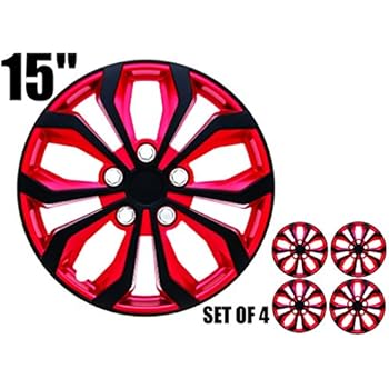 Amazon.com: 15 inch Hubcaps INVERTED Red & Black "SPA" 15" Easy to ...