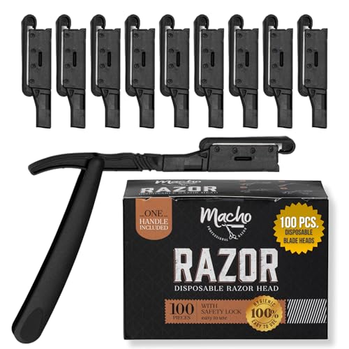 Professional Disposable Straight Razors for Men - Blade Holder with 100 ...