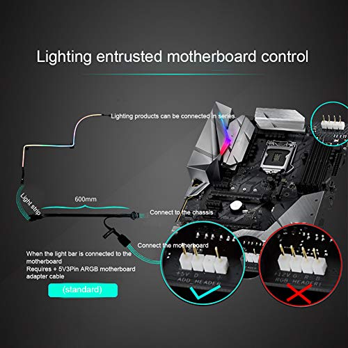 LVOERTUIG 550mm LED Light Strip, 600mm Digital-RGB Motherboard Adapter ...