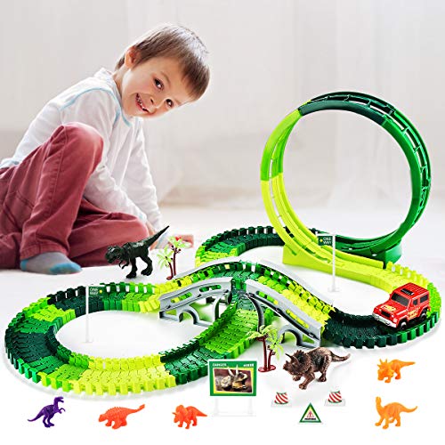 Dinosaur Race Track Car Toys - TFS 184 PCS Jurassic World 360° Loop ...