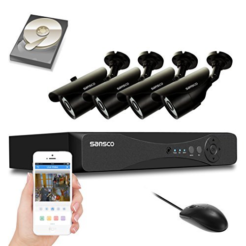 SANSCO CCTV Security Camera System with 8-Channel 1080N Smart DVR, 4 ...