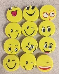 Amazon.com : Lot Of 72 Assorted Round Emoji Face Erasers : Office Products