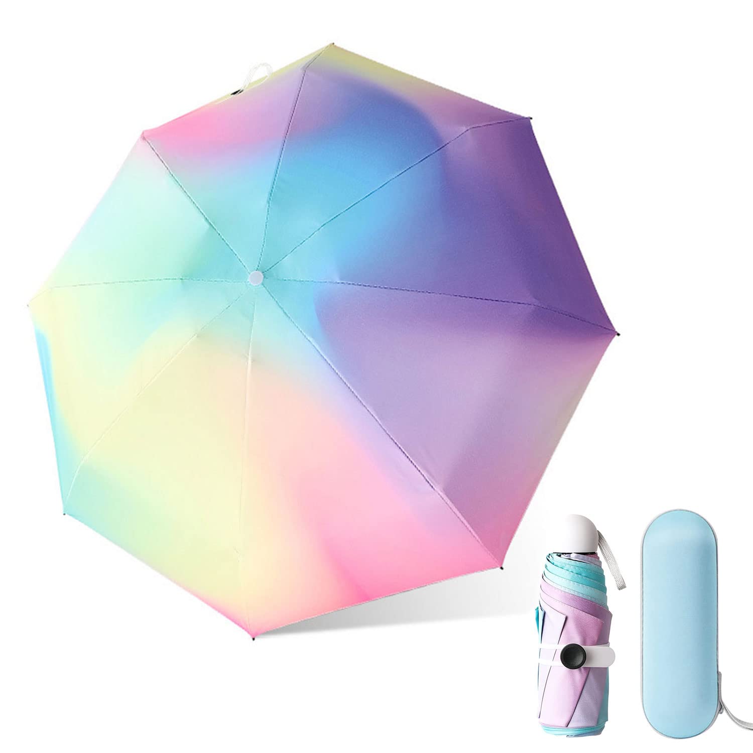 YumSur Mini Travel Sun & Rain Umbrella, Small UV Compact Folding ...