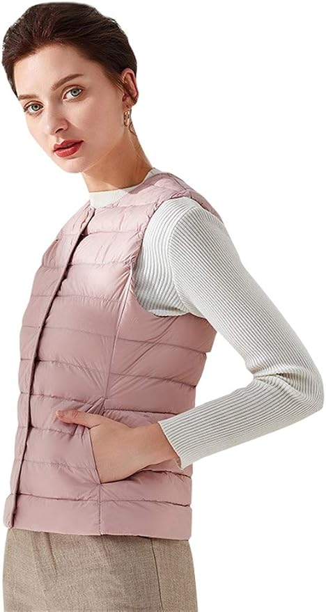 Icegrey Women's Winter Ultralight Collarless Puffer Down Short Vest ...