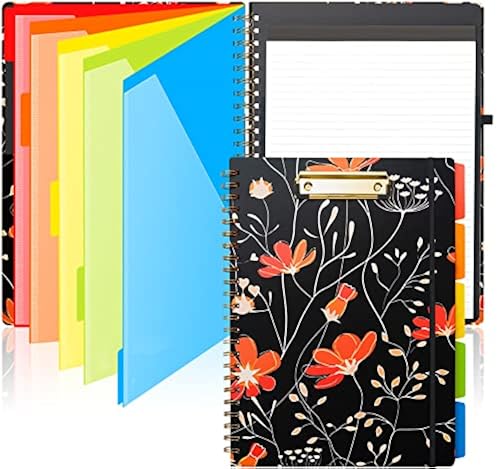 Sooez Spiral Clipboard Folio with Refillable Notepad, Cute Clipboard ...