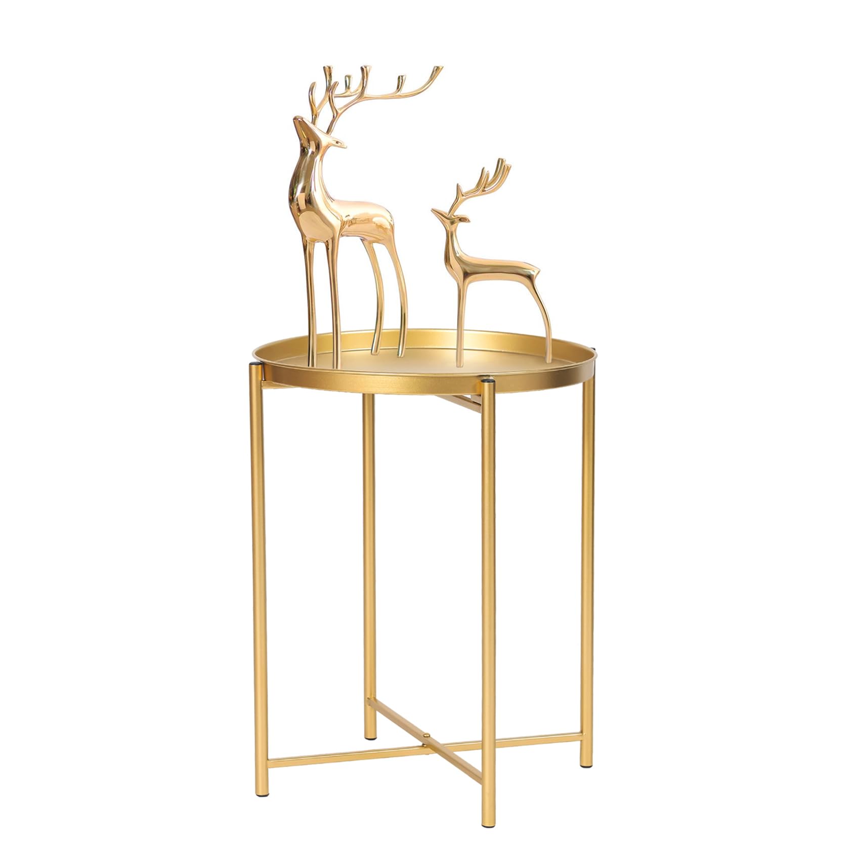 Joveco Round End Table, Folding Metal Side Table Small Coffee Table ...