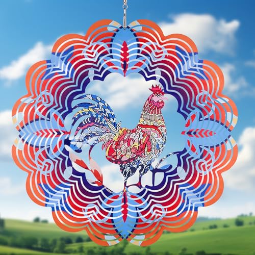 Chicken Metal Wind Spinners?12 inch 3D Stainless Steel Hanging Wind ...