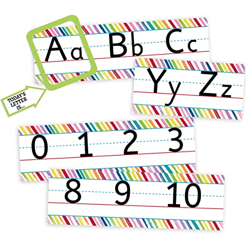 Colorful Scribble Alphabet and Numbers Line Bulletin Board Set Alphabet ...