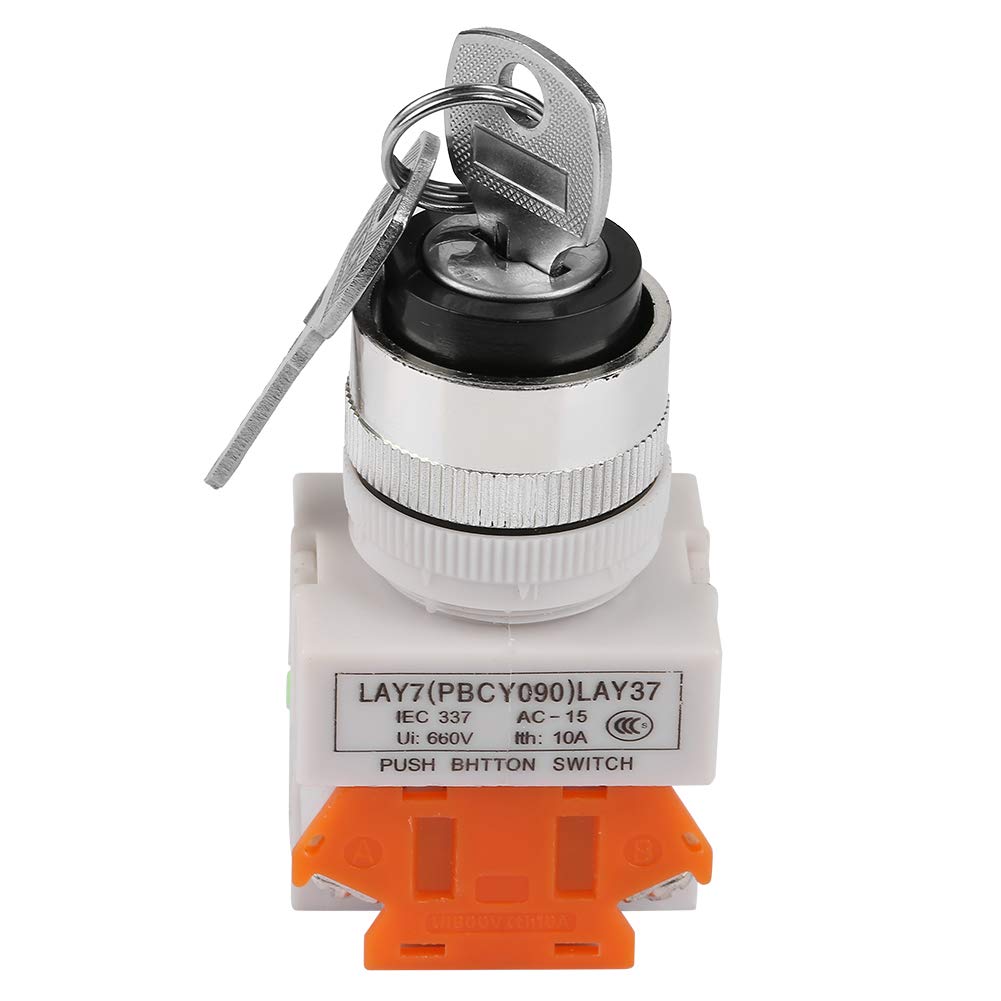 Plastic Insulation 2 Keys 2 Position Key Operated Switch Stable 220V 5A ...