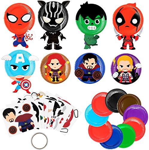 Dvbonike 8 Packs Superhero Paper Plate Art Kits for Kids Hero Themed ...