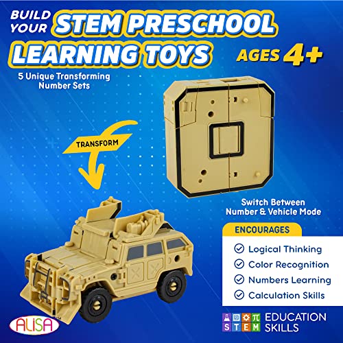 Number Robots Transforming Action Figure, 6-in-1 Learning Robot ...