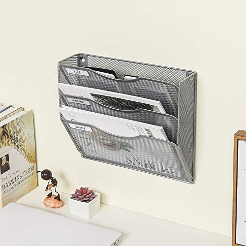EasyPAG 3 Pocket Wall Mounted File Organizer Vertical Hanging File ...