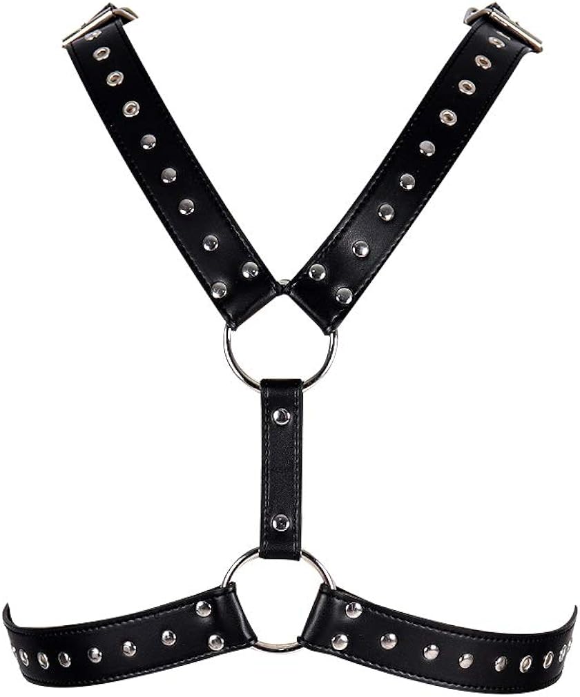 Amazon.com: Men's Harness Punk PU Leather Top Cage Chest Half Harness ...