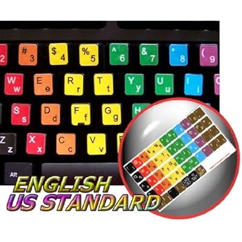 Amazon.com: LEARNING ENGLISH COLORED KEYBOARD STICKERS (LOWER & UPPER ...