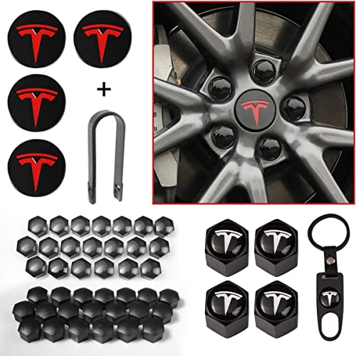Wheel Cap kit for Tesla Model 3, Tesla Model 3 Chrome Lug Nut Cover ...
