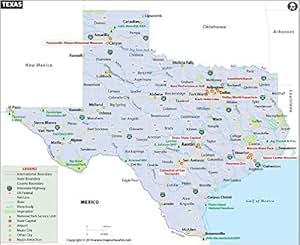Amazon.com : Texas Map (36" W x 29.48" H) : Office Products