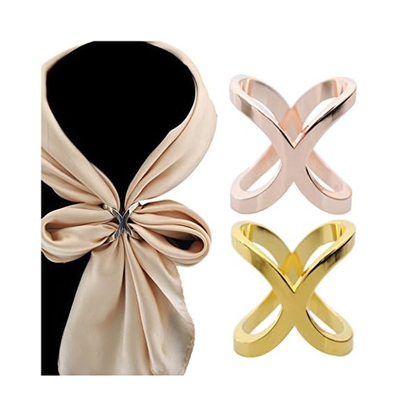 ZAKIA Women's Elegant Hollow Cross Silk Scarf Clips Rings Holder for ...