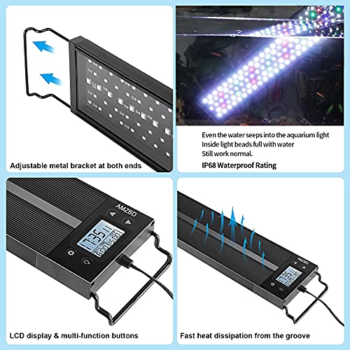 AMZBD Aquarium Lights, LED Aquariums Lights for Freshwater Fish Tank or Plants Tank, with Full ...