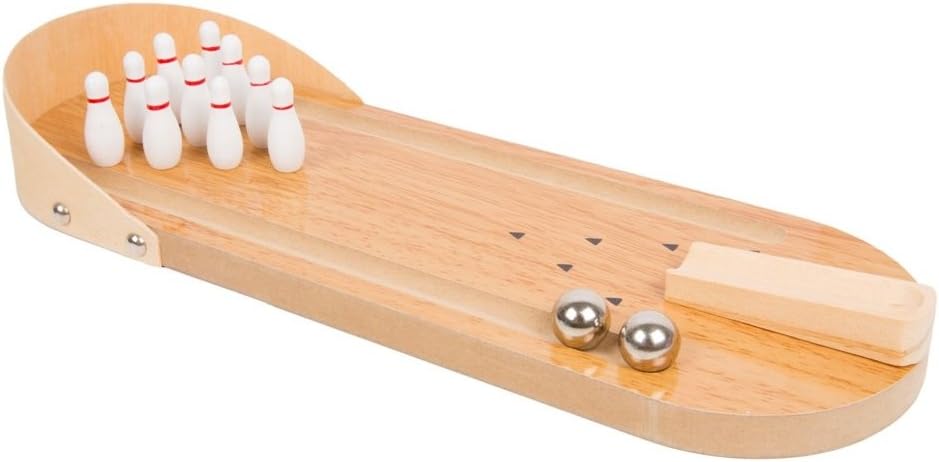 Invero® Mini Wooden Desktop Tabletop Ten Pin Bowling Game Set Includes ...