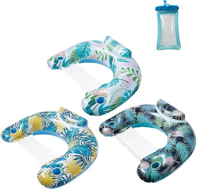 Auspicious Rain 3 Pack Inflatable Pool Floats for Adults with Cup ...