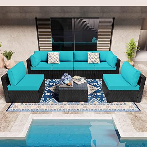 Walsunny 7 Piece Outdoor Sectional Patio Furniture Set, Outdoor Couch ...