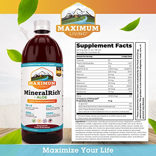 Maximum Living MineralRich Minerals Supplement With Aloe - Liquid Blend ...