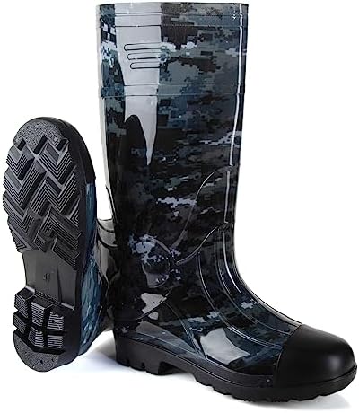 YorFotMae Rain Boots for Men, Waterproof Comfort Rubber Boots, Mid-Calf ...