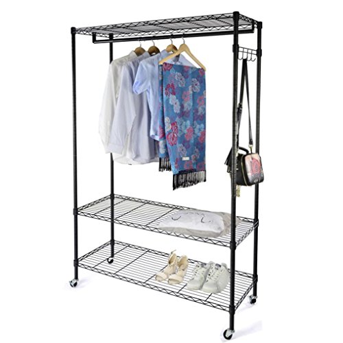 Buy Clothing and Garment Rack, HOOHI 3-Tier Heavy Duty Wire Adjustable ...