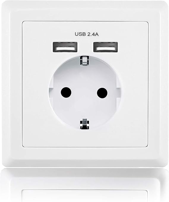 benon Wand-Steckdose mit USB Anschluss - Weiß - Unterputz USB-Steckdose ...