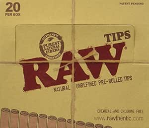 Amazon.com: Raw Natural Unrefined Pre-Rolled Filter Tips Full Box Of 20 ...