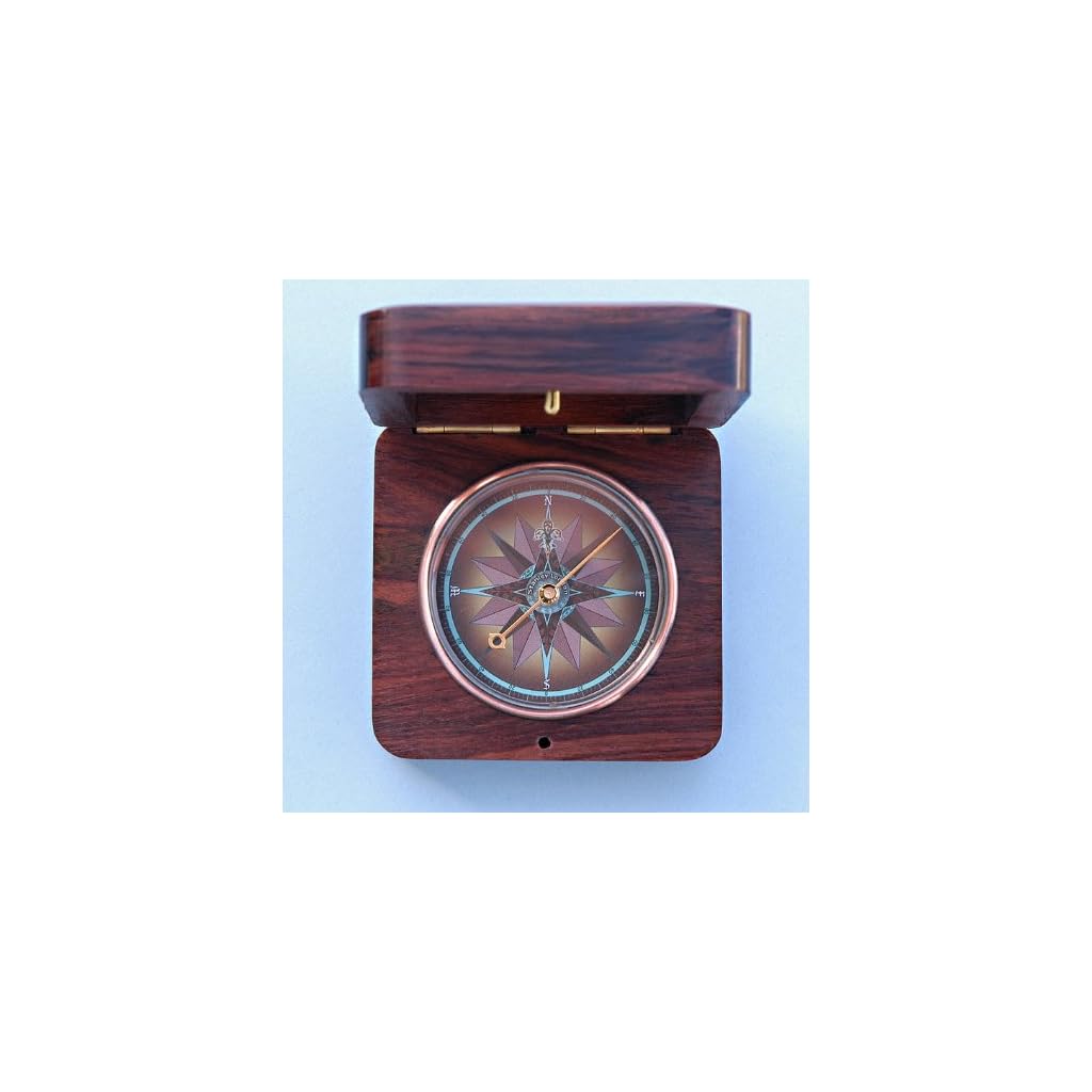 Engraved Captain's Rosewood Desk Compass - MasterBasser