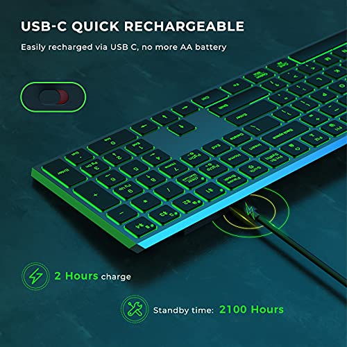Backlit Bluetooth Keyboard, seenda Illuminated Multi-Device Slim ...